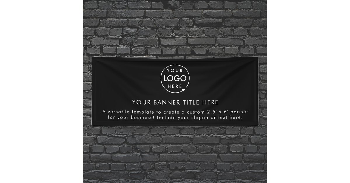 Business Logo | Black Modern Advertising 6' Banner | Zazzle