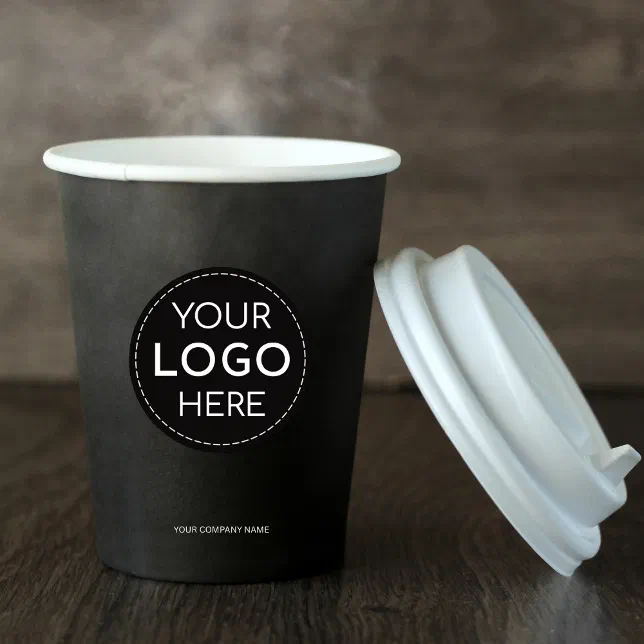 Business Logo black modern professional 8oz Paper Cups | Zazzle