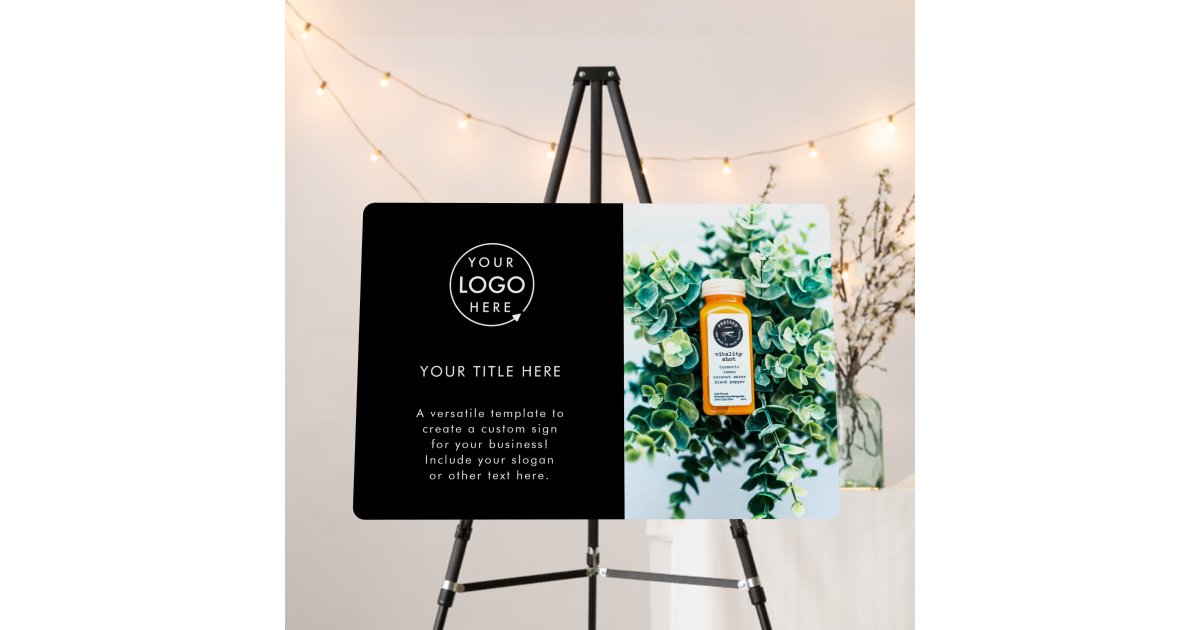 Business Logo | Black Photo Promotional Stylish Foam Board | Zazzle