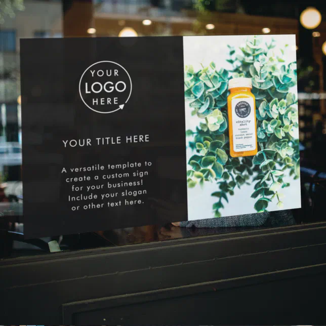 Business Logo | Black Photo Promotional Stylish Window Cling | Zazzle