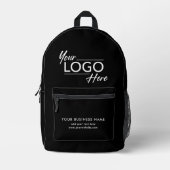 Business Logo Black Printed Backpack | Zazzle