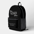 Business Logo Black Printed Backpack | Zazzle