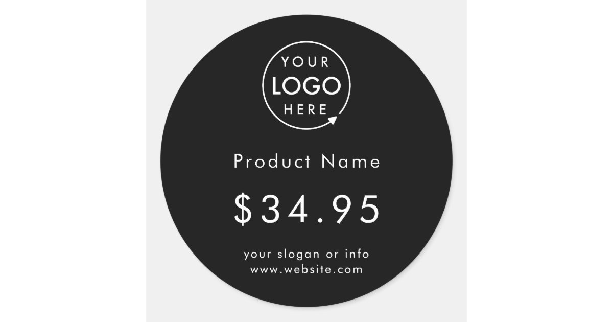 Business Logo | Black Product Price Tag Sticker | Zazzle