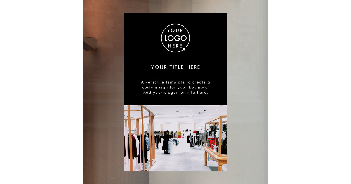 Business Logo Black Professional Promotional Photo Window Cling | Zazzle