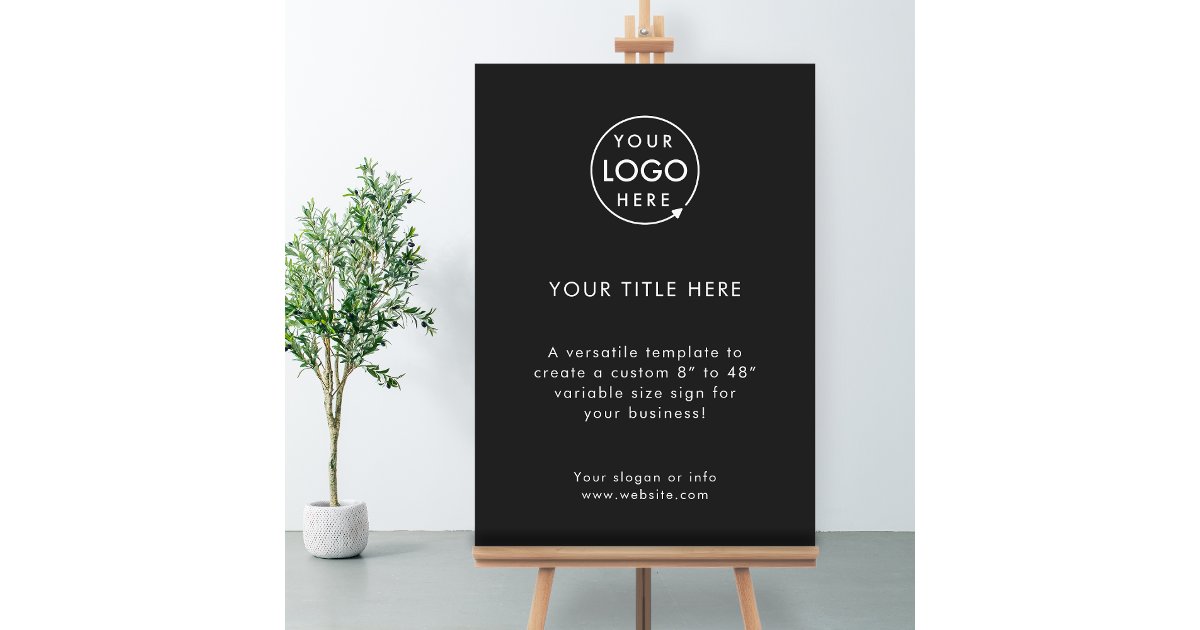 Business Logo | Black Promotional Professional Foam Board | Zazzle