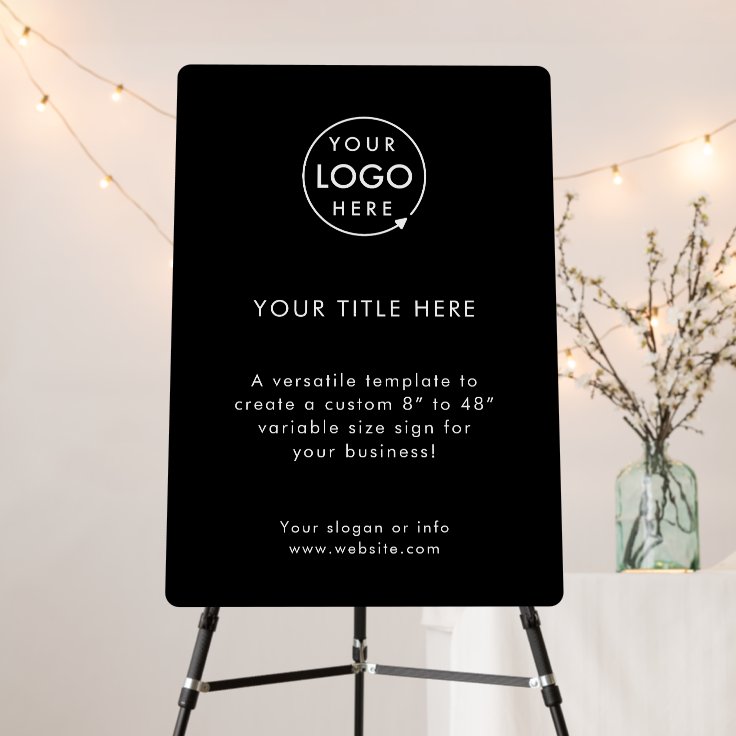 Business Logo | Black Promotional Professional Foam Board | Zazzle