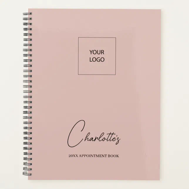 Business Logo Blush Pink Elegant Appointment Book Planner | Zazzle