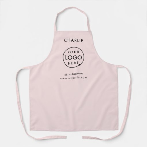 Business Logo | Blush Pink Employee Staff Name Apron | Zazzle