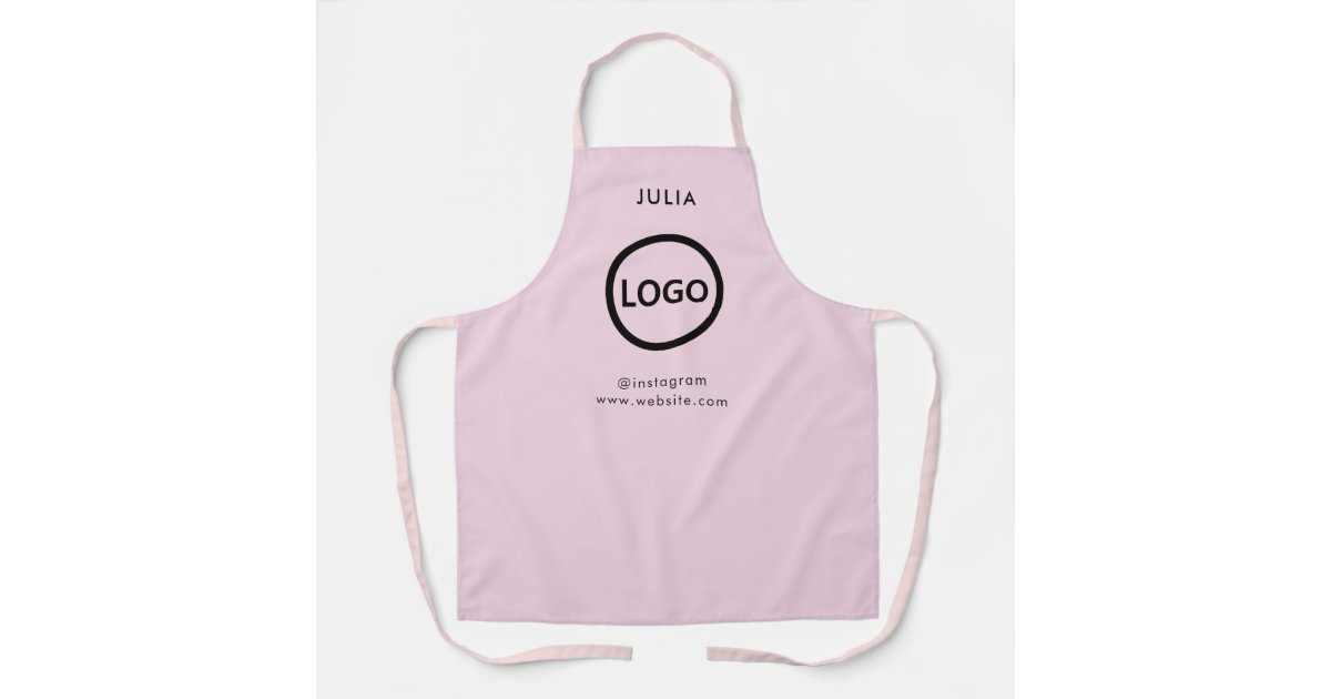 Business Logo | Blush Pink Employee Staff Name Apron | Zazzle