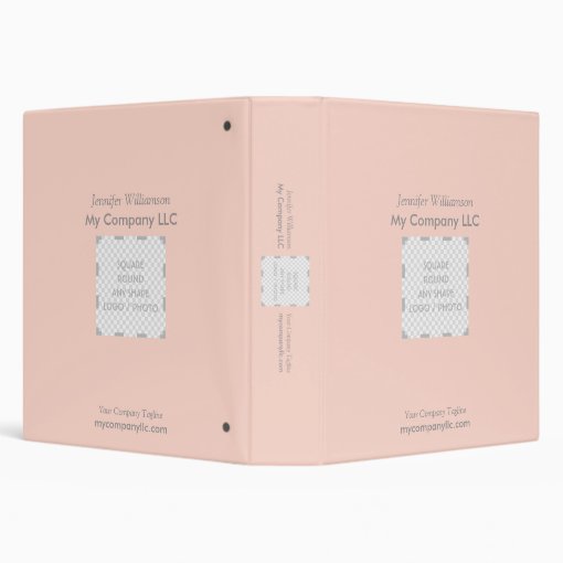 Business Logo Blush Pink Modern Simple Profesional 3 Ring Binder | Zazzle