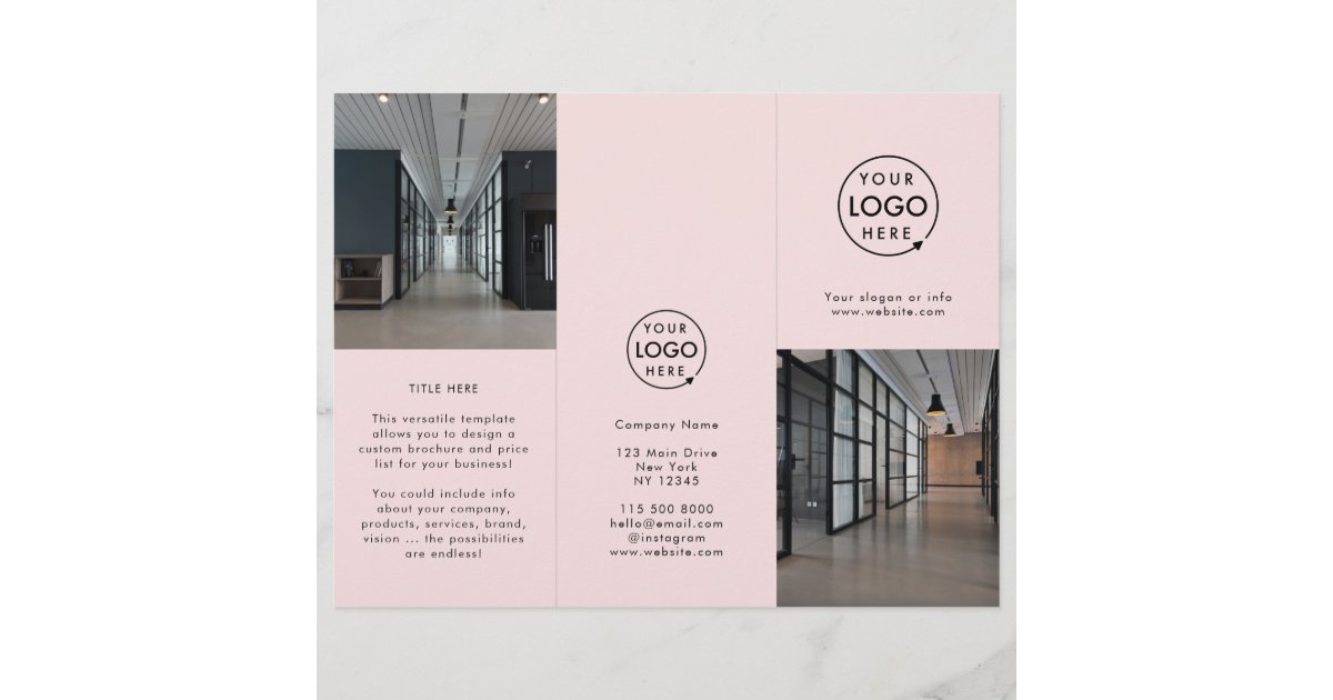 Business Logo Blush Pink Pamphlet Brochure | Zazzle