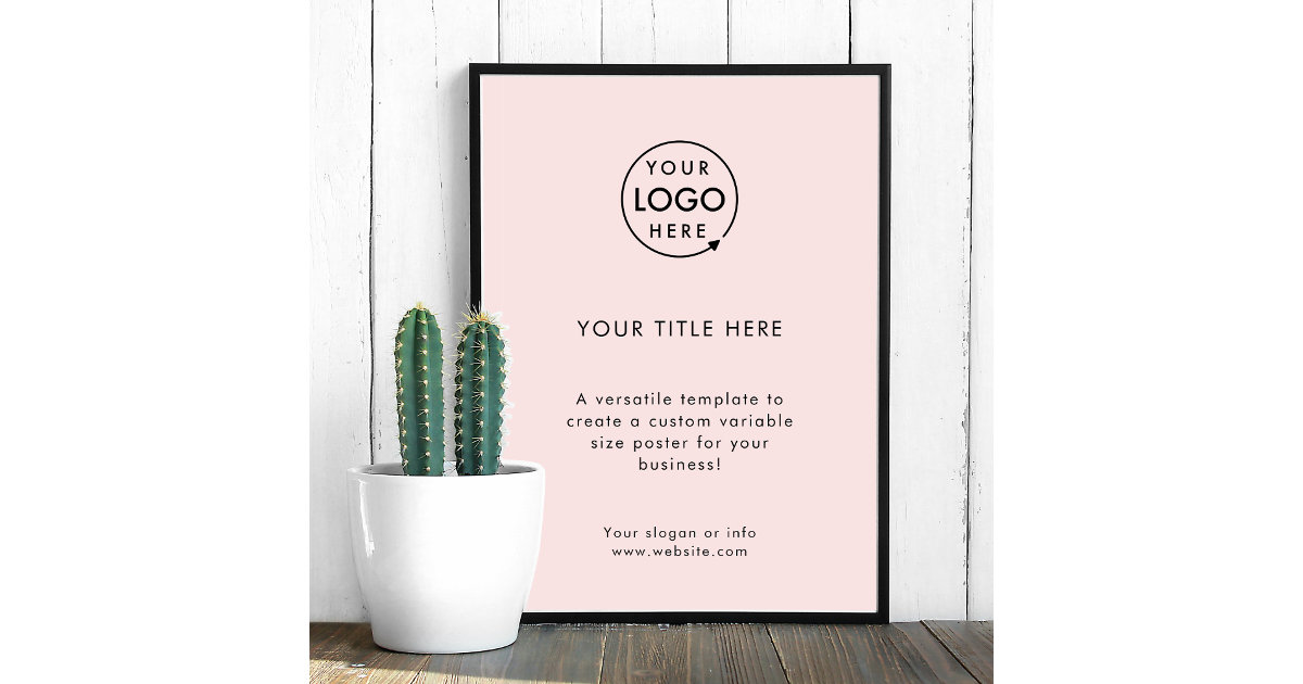Business Logo Blush Pink Promotional Professional Poster | Zazzle