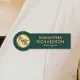 Business Logo Chic Green & Gold Employee Corporate Name Tag | Zazzle