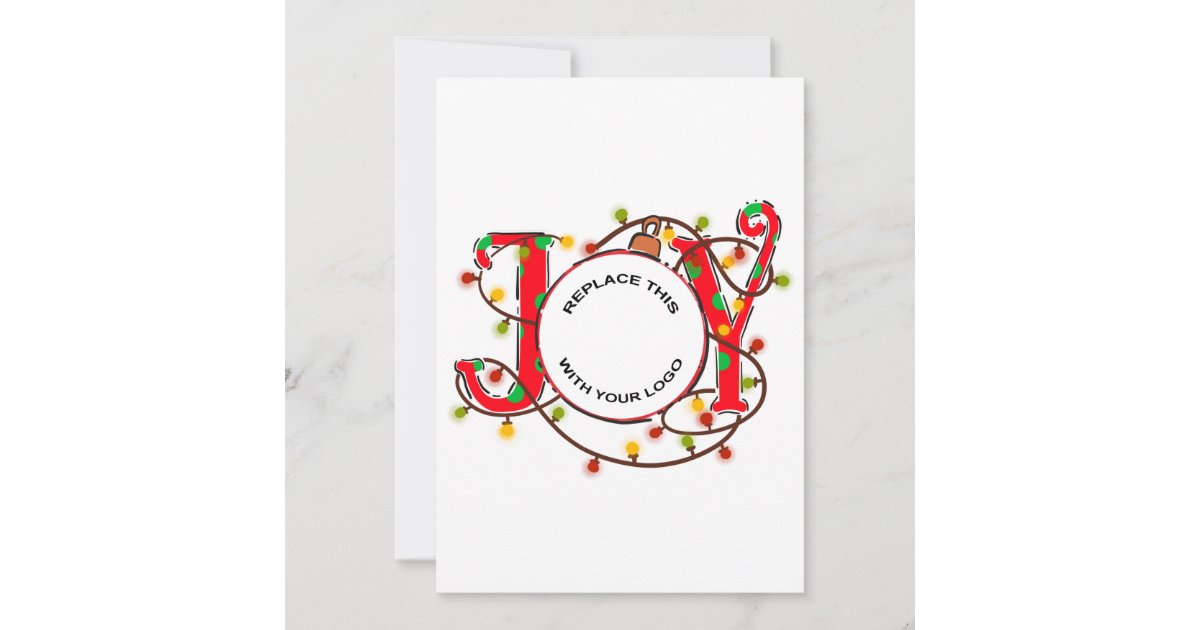 Business Logo Christmas Joy Bauble Holiday Card | Zazzle