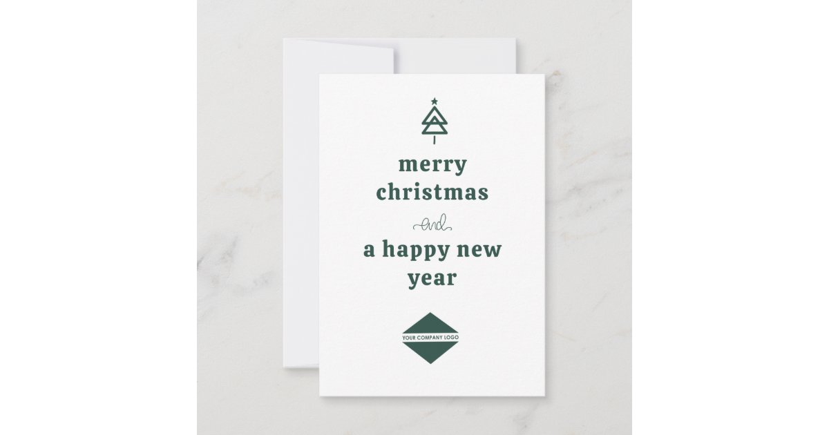 Business Logo Christmas Tree Holiday Note Card | Zazzle