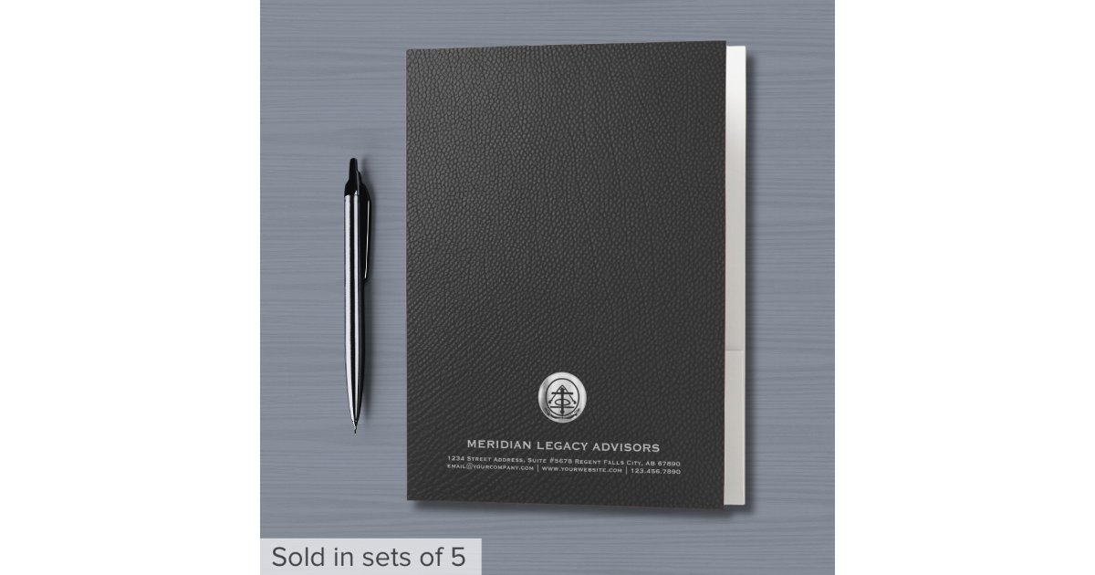 Business Logo Classic Professional Black Pocket Folder | Zazzle