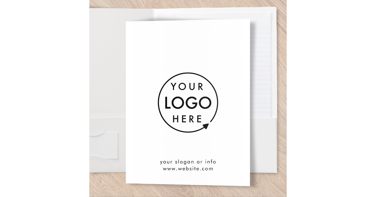 Business Logo | Clean Simple Minimalist White Pocket Folder | Zazzle