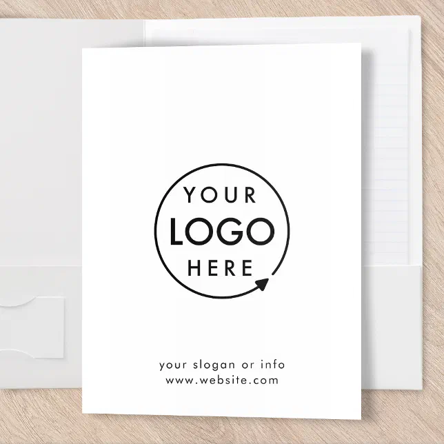 Business Logo | Clean Simple Minimalist White Pocket Folder | Zazzle