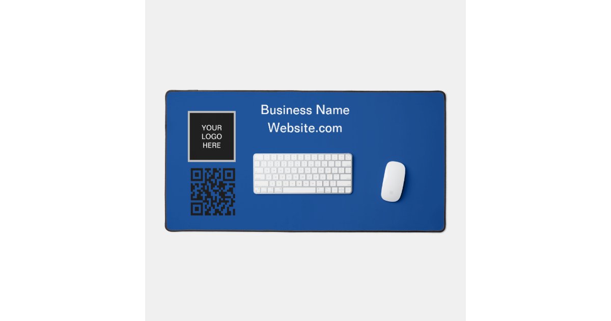 Business logo Company Blue QR Code Desk Mat | Zazzle