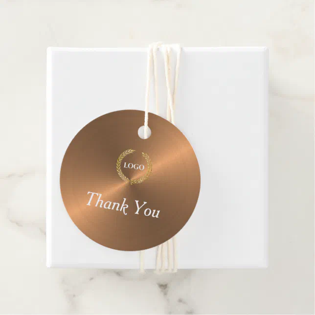 Business Logo Company Circle Copper Hang Tags | Zazzle