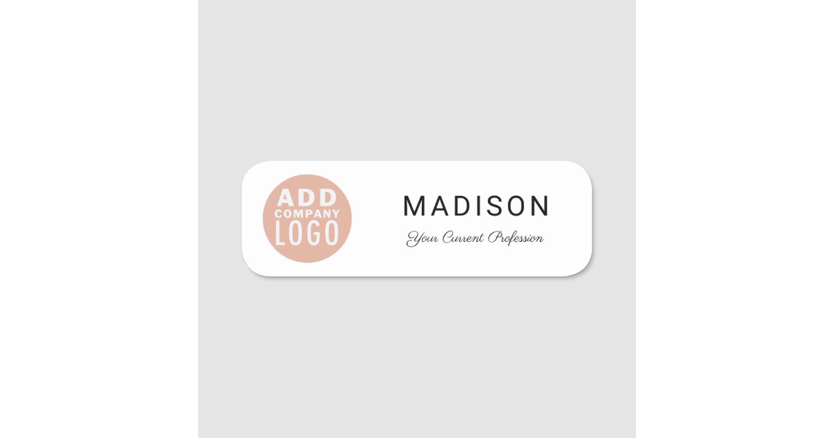 Business Logo Company Employee Name Tag | Zazzle