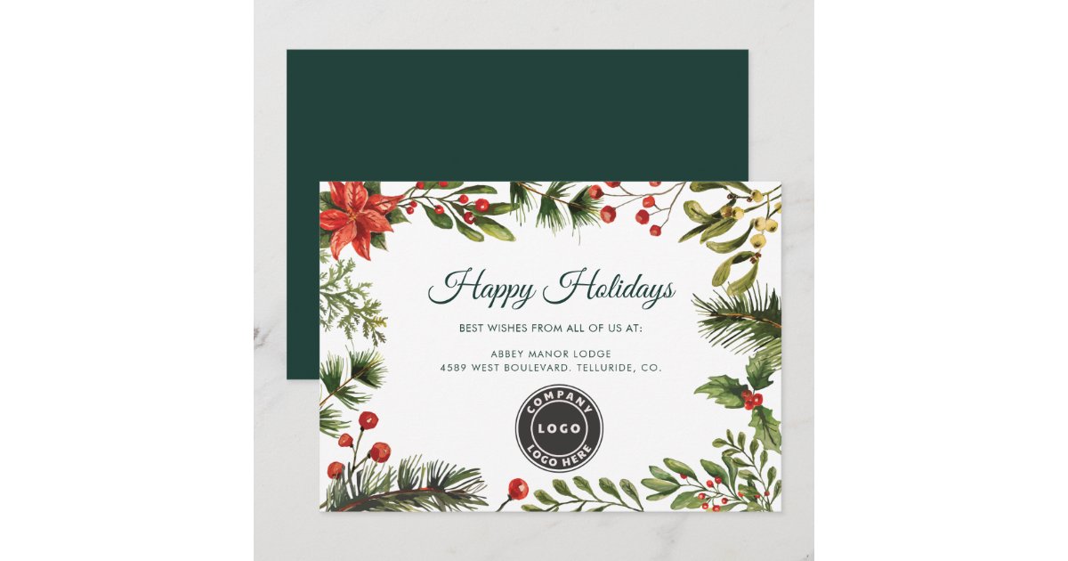 Business Logo Company Employees Christmas Holiday Card | Zazzle