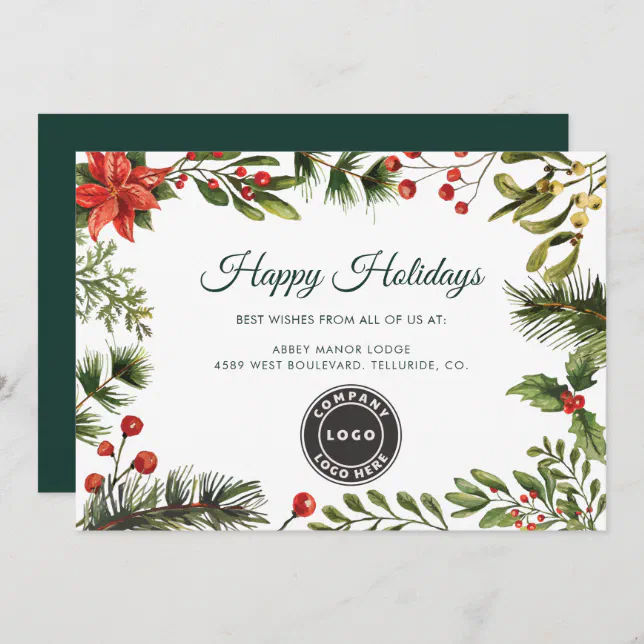 Business Logo Company Employees Christmas Holiday Card | Zazzle