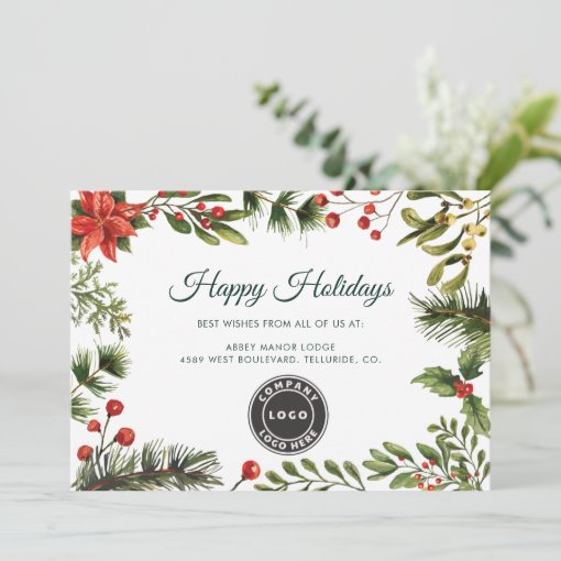 Business Logo Company Employees Christmas Holiday Card | Zazzle
