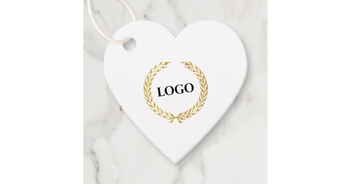 Business Logo Company Heart Hang Tags | Zazzle