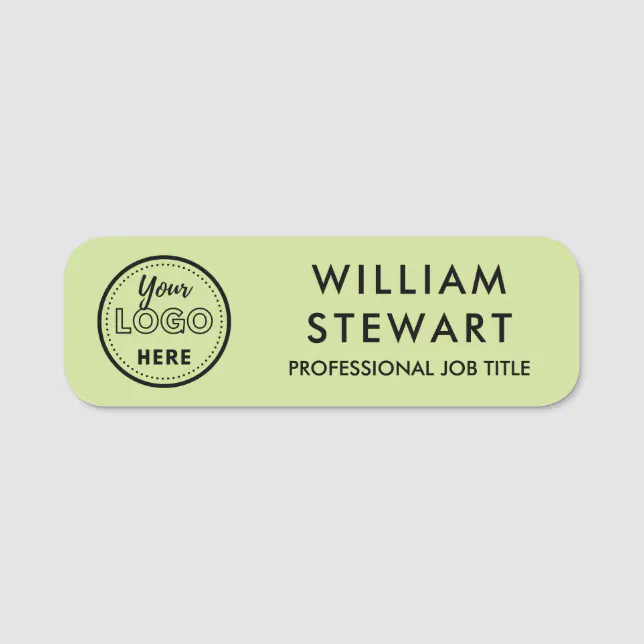 Business Logo Company Lime Green Employee Staff Name Tag | Zazzle