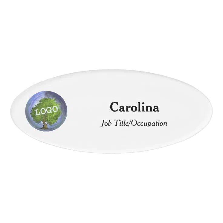 Business Logo Company Magnetic Oval Name Tag | Zazzle