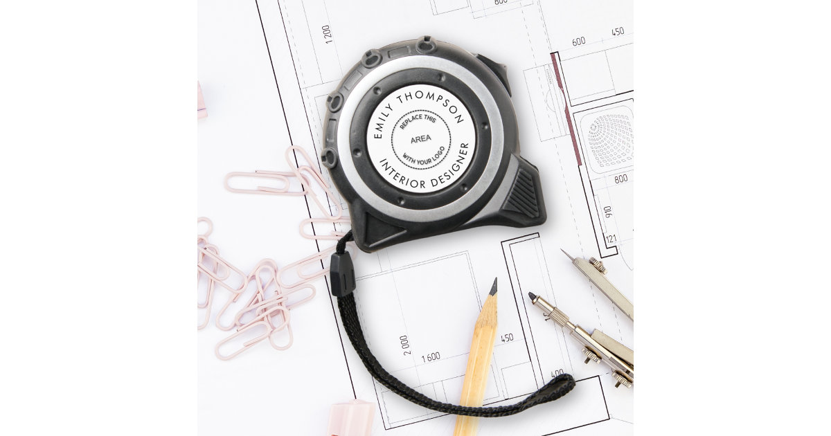 Business Logo Company Name Interior Designer Tape Measure | Zazzle