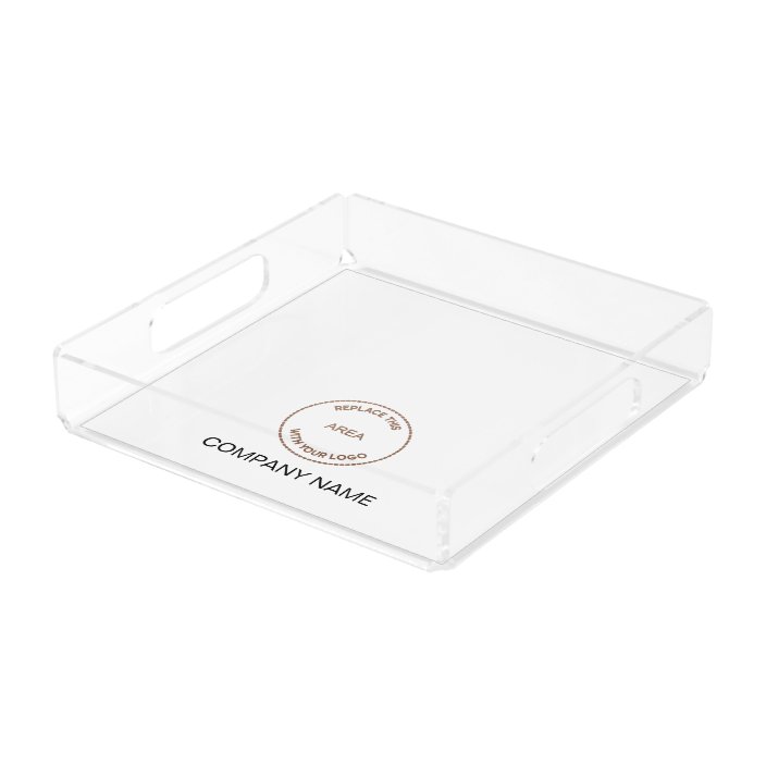 Business Logo Company Name Office Event Decor Acrylic Tray | Zazzle