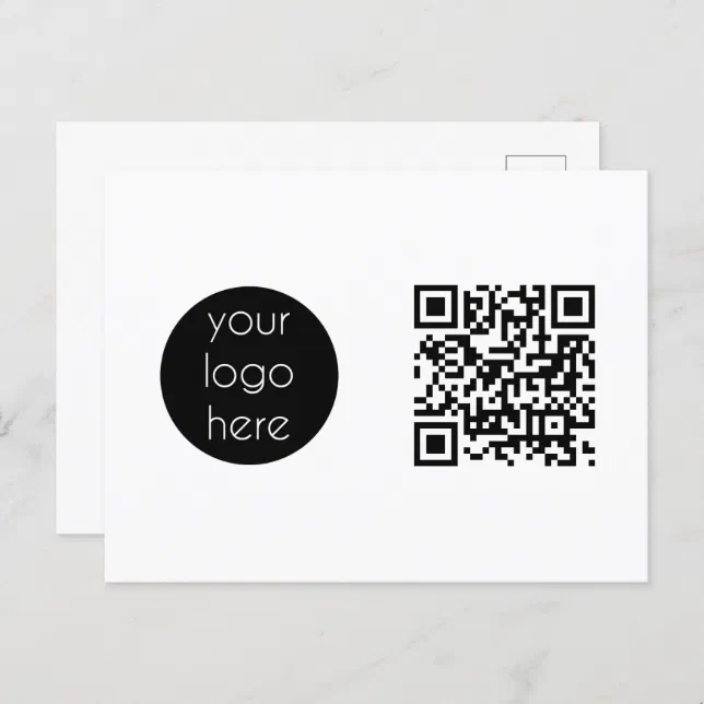 Business Logo Company Promotional QR Code Holiday Postcard | Zazzle