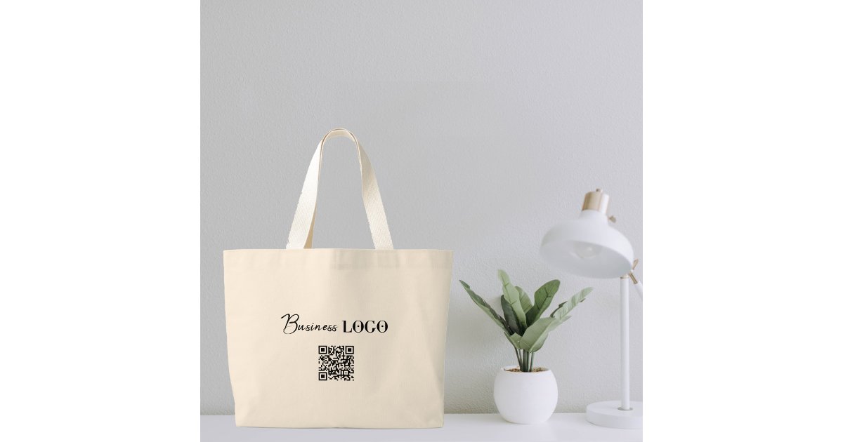 Business Logo Company Promotional QR Code Large Tote Bag | Zazzle