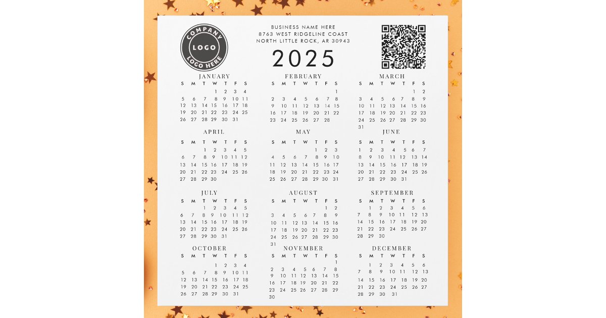 Business Logo Company QR Code 2025 Calendar | Zazzle
