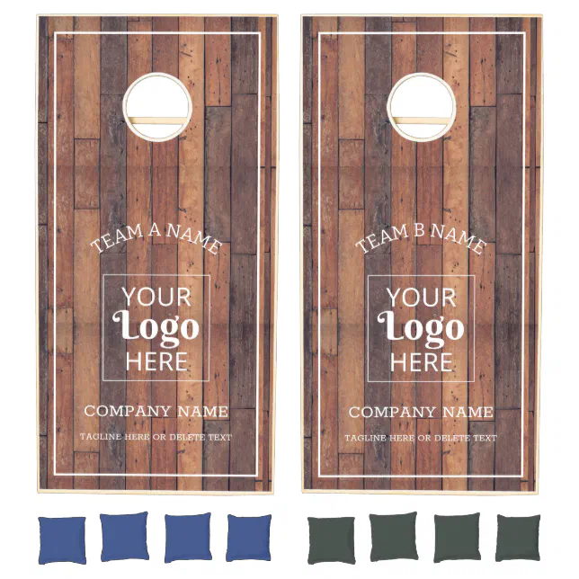 Business Logo Company Team Name Wood Branded Cornhole Set | Zazzle