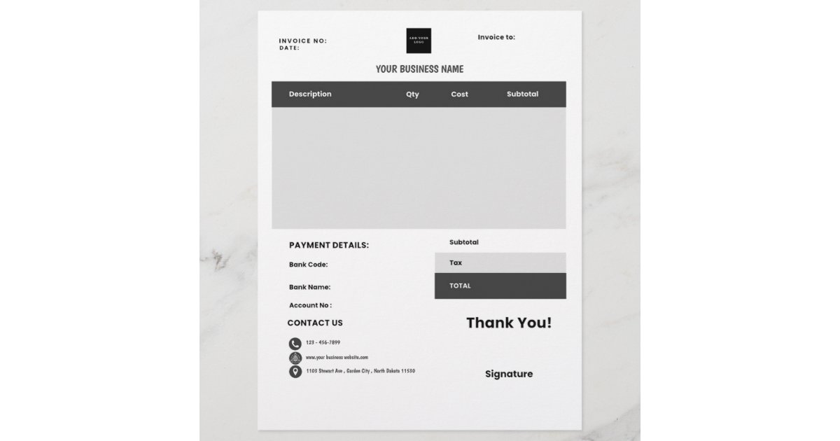 Business Logo Construction & Contractor Invoice Letterhead | Zazzle