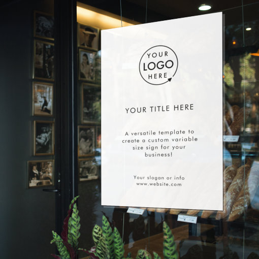 Business Logo | Create Your Own Modern White Window Cling | Zazzle