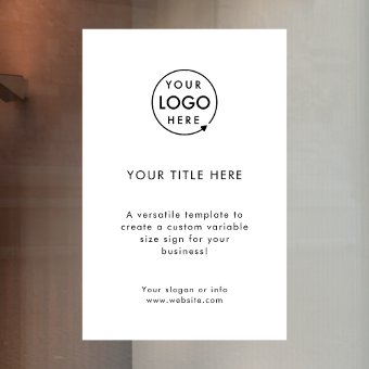 Business Logo | Create Your Own Modern White Window Cling | Zazzle