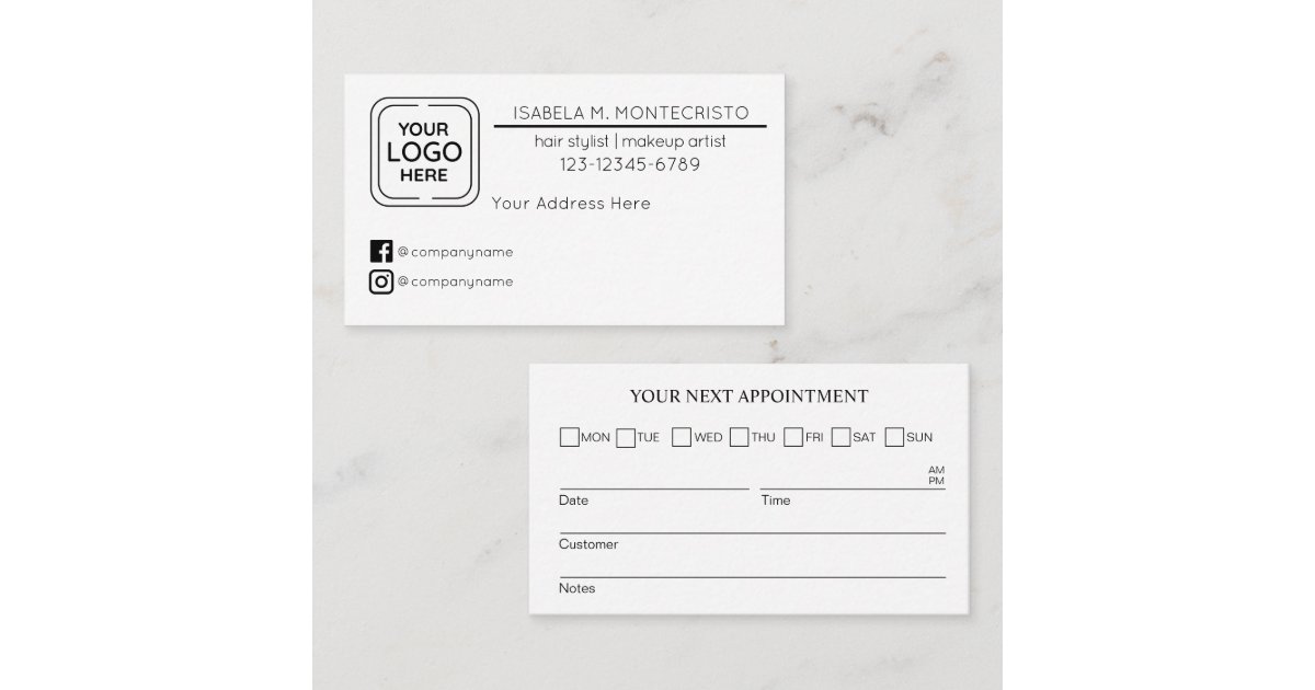 Business Logo Custom Appointment Reminder Card | Zazzle