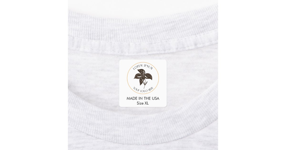 Business Logo Custom Clothing Size Iron On Labels | Zazzle