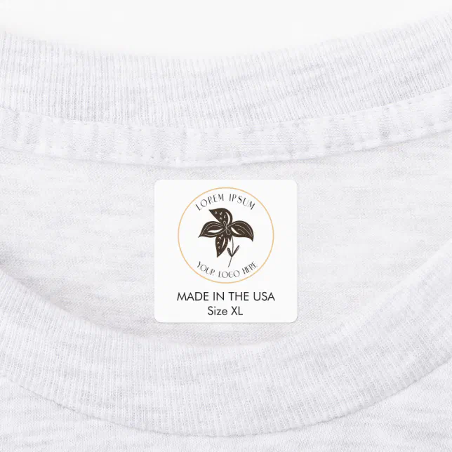 Business Logo Custom Clothing Size Iron On Labels | Zazzle