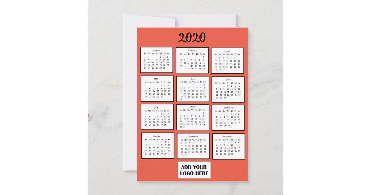 Business Logo Custom Color 2020 Mini Calendar Invitation | Zazzle