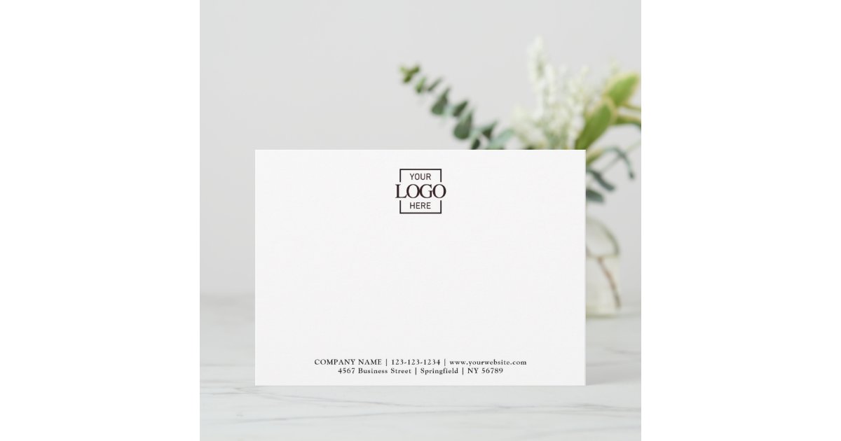 Business Logo Custom Personalized Modern Flat Note Card | Zazzle