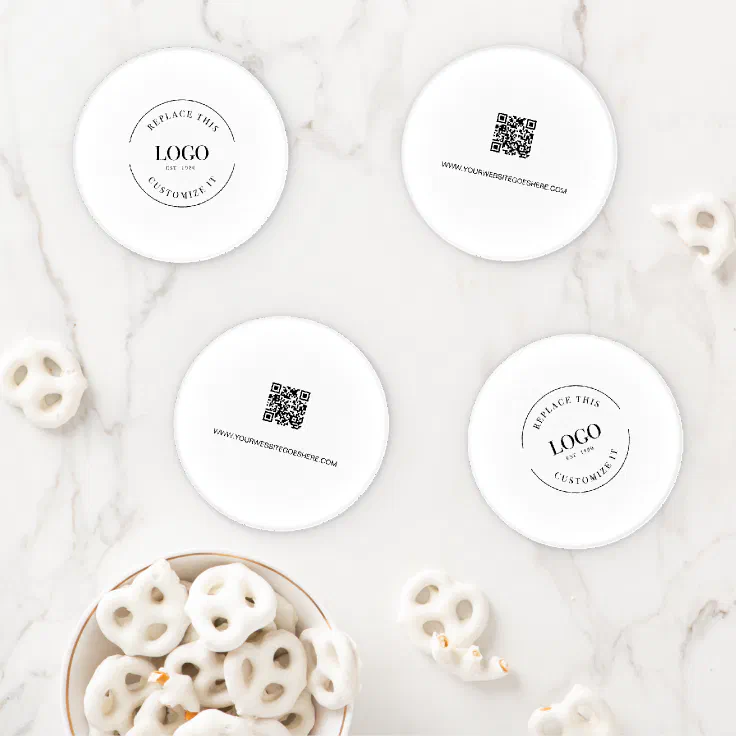Business logo Custom QR code website professional Coaster Set | Zazzle