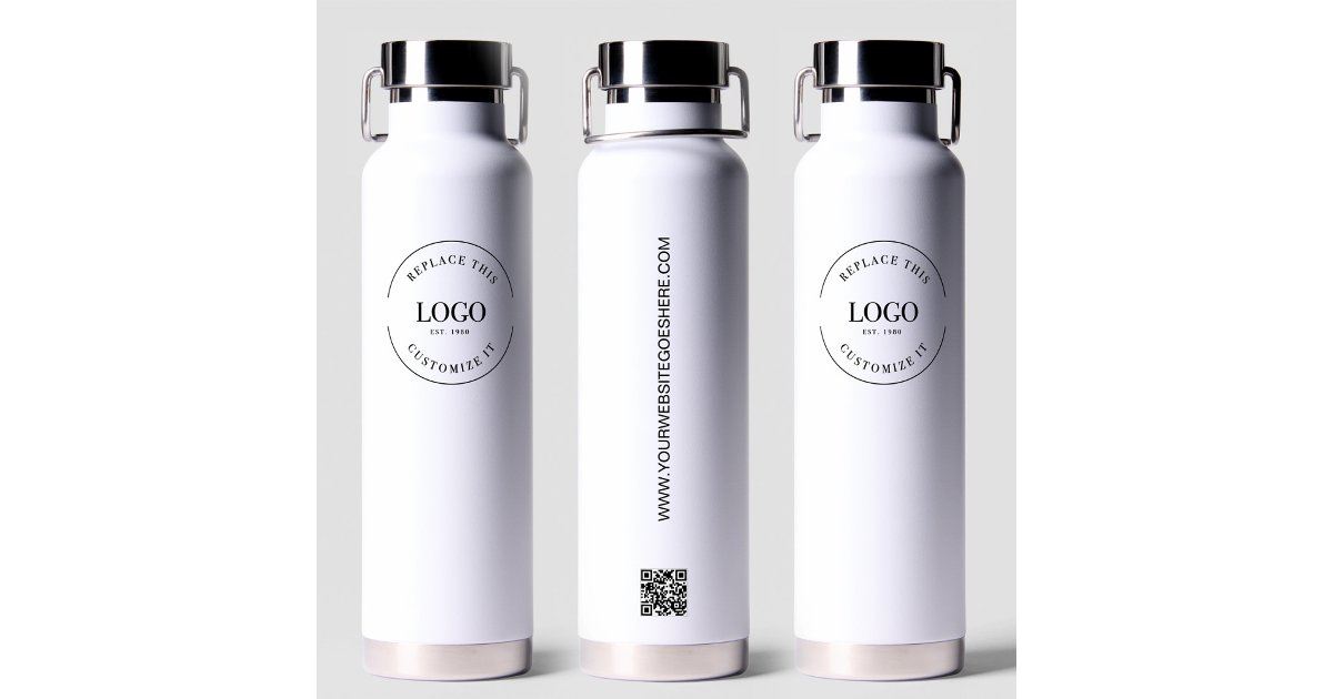 Business logo Custom QR code website professional Water Bottle | Zazzle