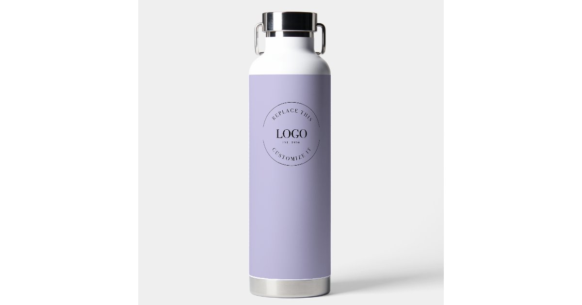 Business logo Custom QR code website purple Water Bottle | Zazzle