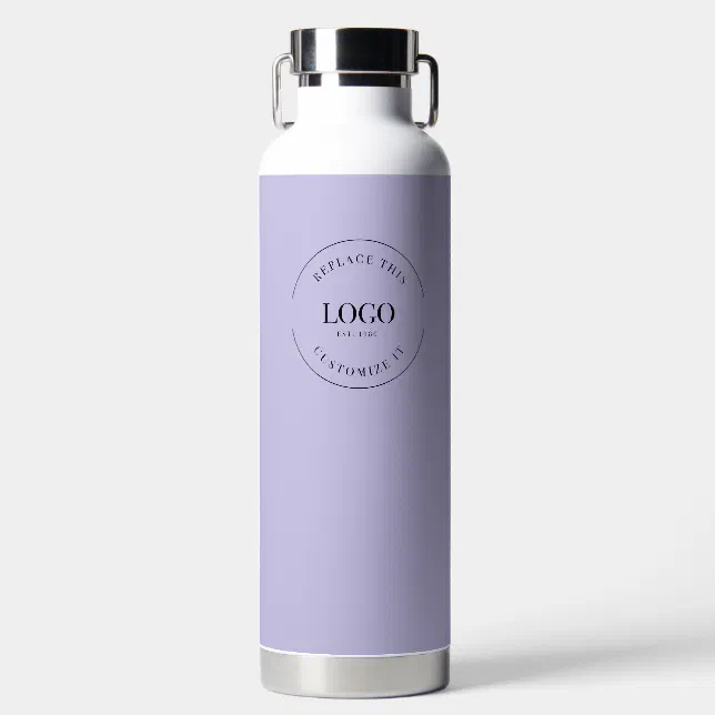 Business logo Custom QR code website purple Water Bottle | Zazzle