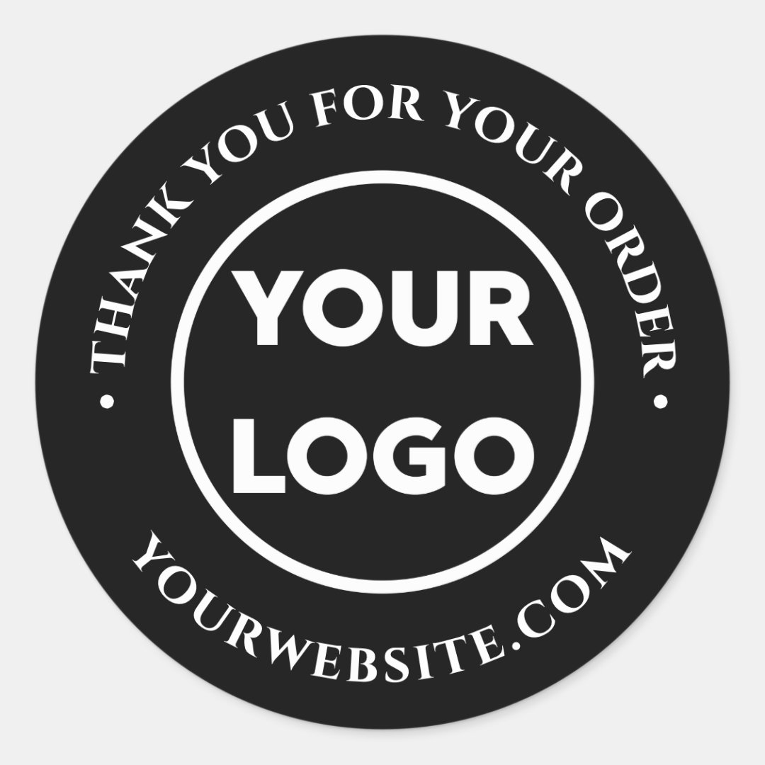 Business Logo Customer Thank You on Black Classic Round Sticker | Zazzle